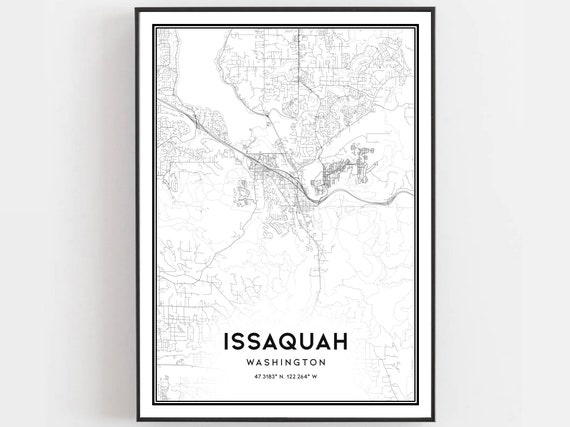 Issaquah Map Print Issaquah Map Poster Wall Art Wa City | Etsy