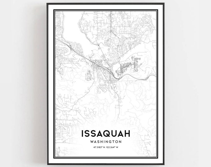 Issaquah Map Print, Issaquah Map Poster Wall Art, Wa City Map ...