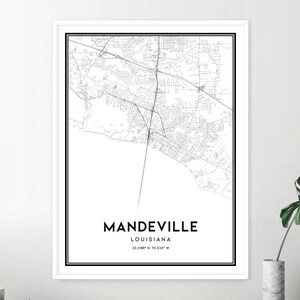 Mandeville Map Print, Mandeville Map Poster Wall Art, La City Map ...