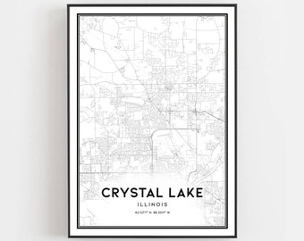 Crystal Lake Map Print, Crystal Lake Map Poster Wall Art, Il City Map ...