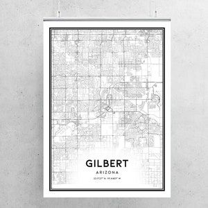 Gilbert Map Print, Gilbert Map Poster Wall Art, Az City Map, Arizona ...