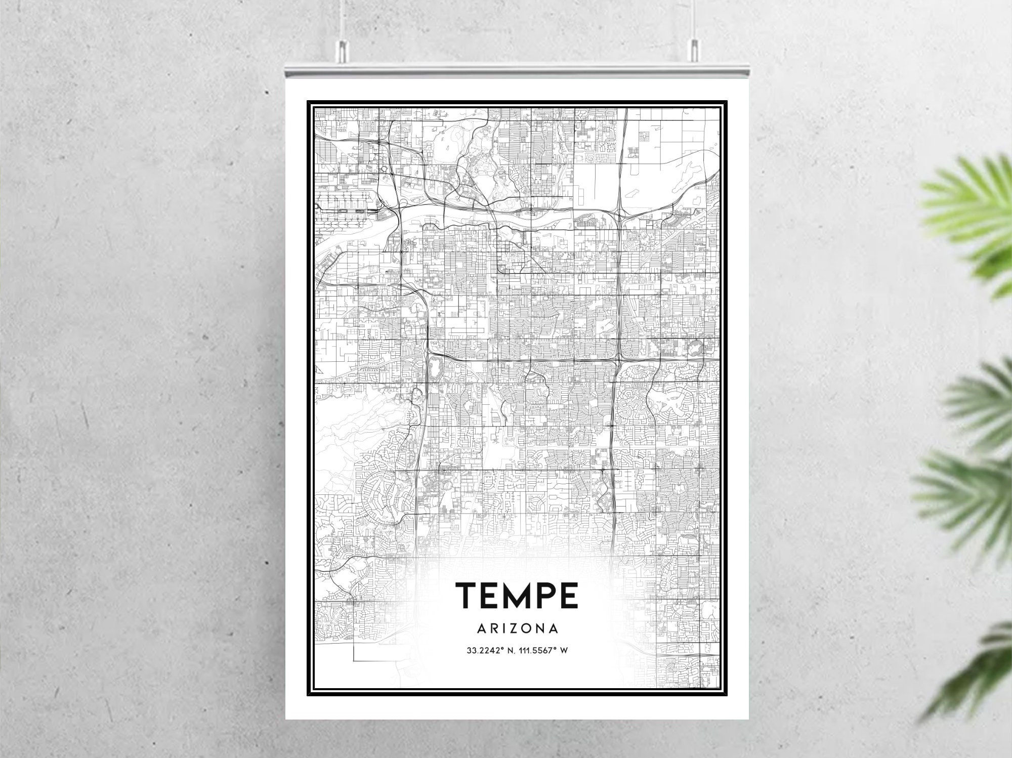 Tempe Map Print, Tempe Map Poster Wall Art, Az City Map, Arizona Print ...