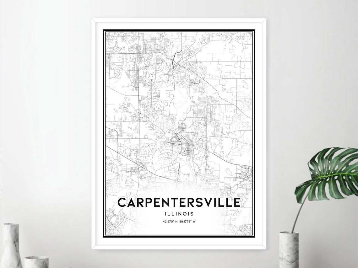 Carpentersville Map Print, Carpentersville Map Poster Wall Art, Il City ...