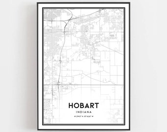 Hobart Indiana Map - Etsy