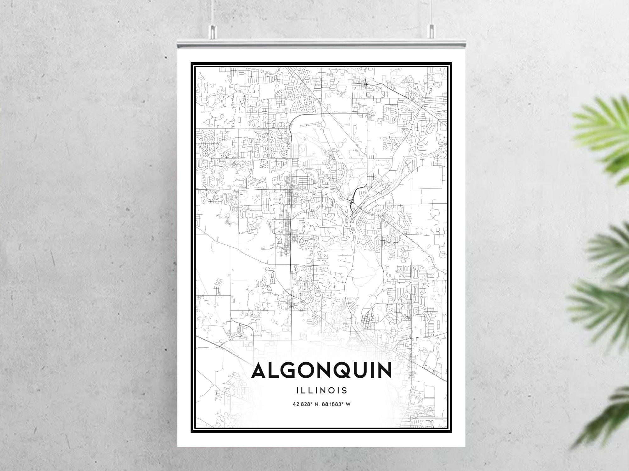 Algonquin Map Print Algonquin Map Poster Wall Art Il City | Etsy