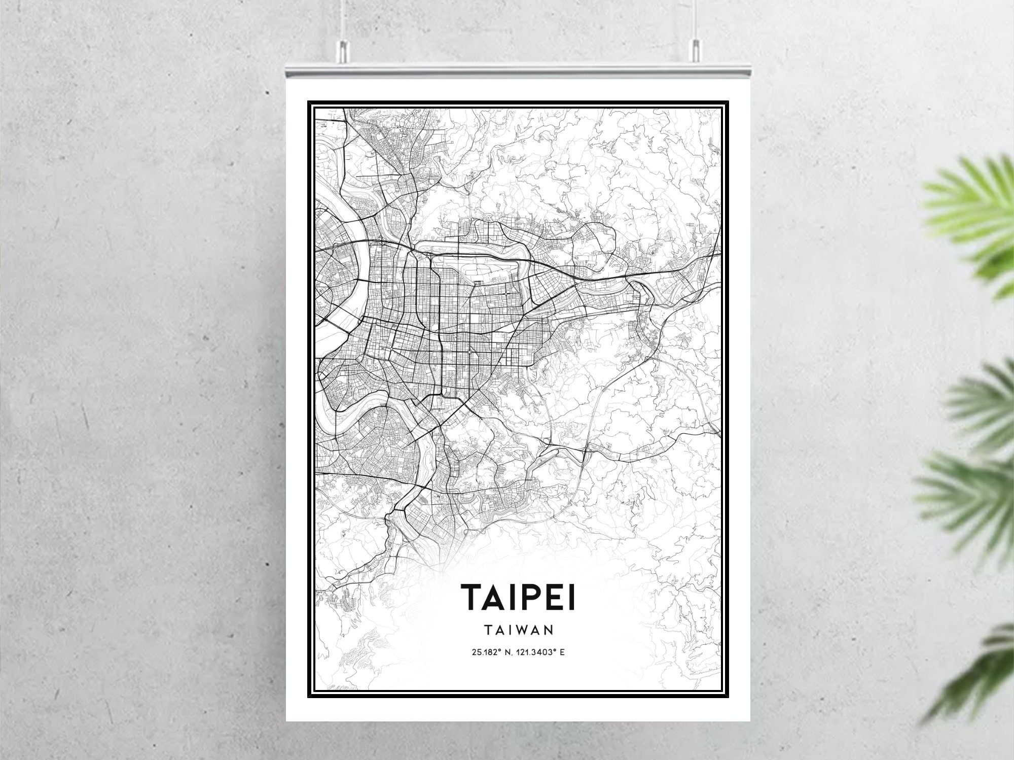Taipei Map Print Taipei Map Poster Wall Art Taipei City | Etsy
