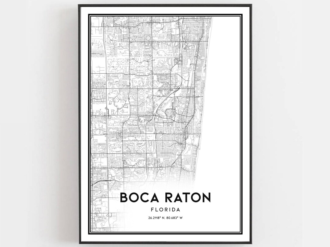 Boca Raton Map Print, Boca Raton Map Poster Wall Art, Fl City Map ...