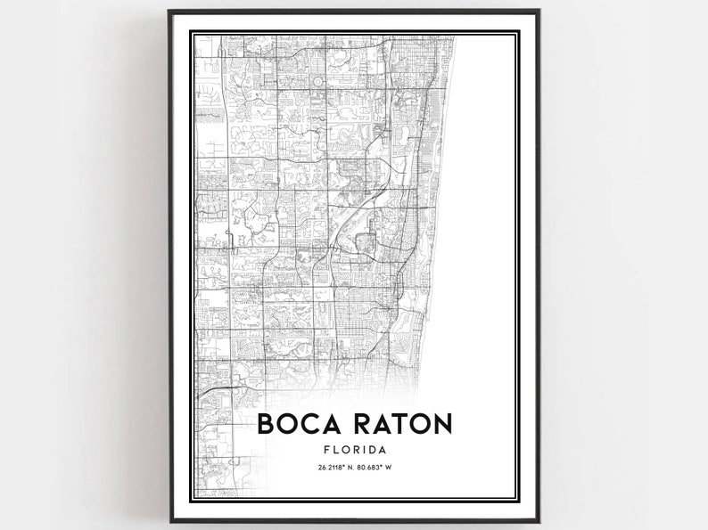 Boca Raton Map Print, Boca Raton Map Poster Wall Art, Fl City Map ...