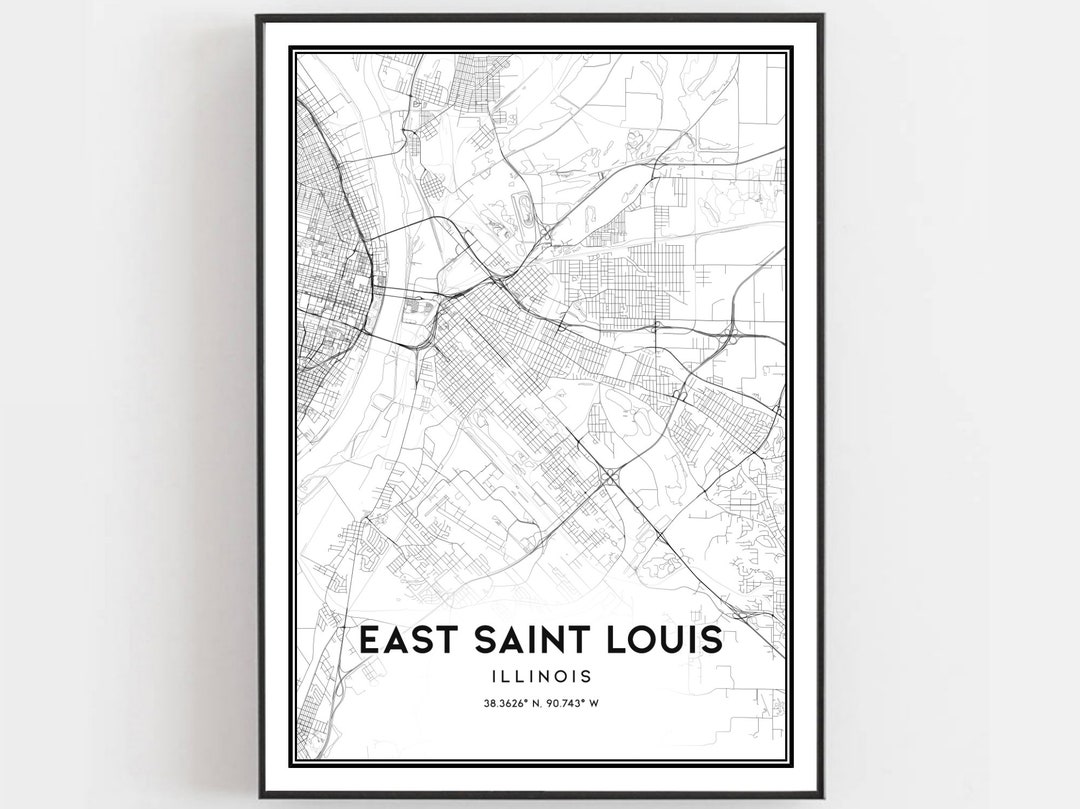East Saint Louis Map Print, East Saint Louis Map Poster Wall Art, Il ...