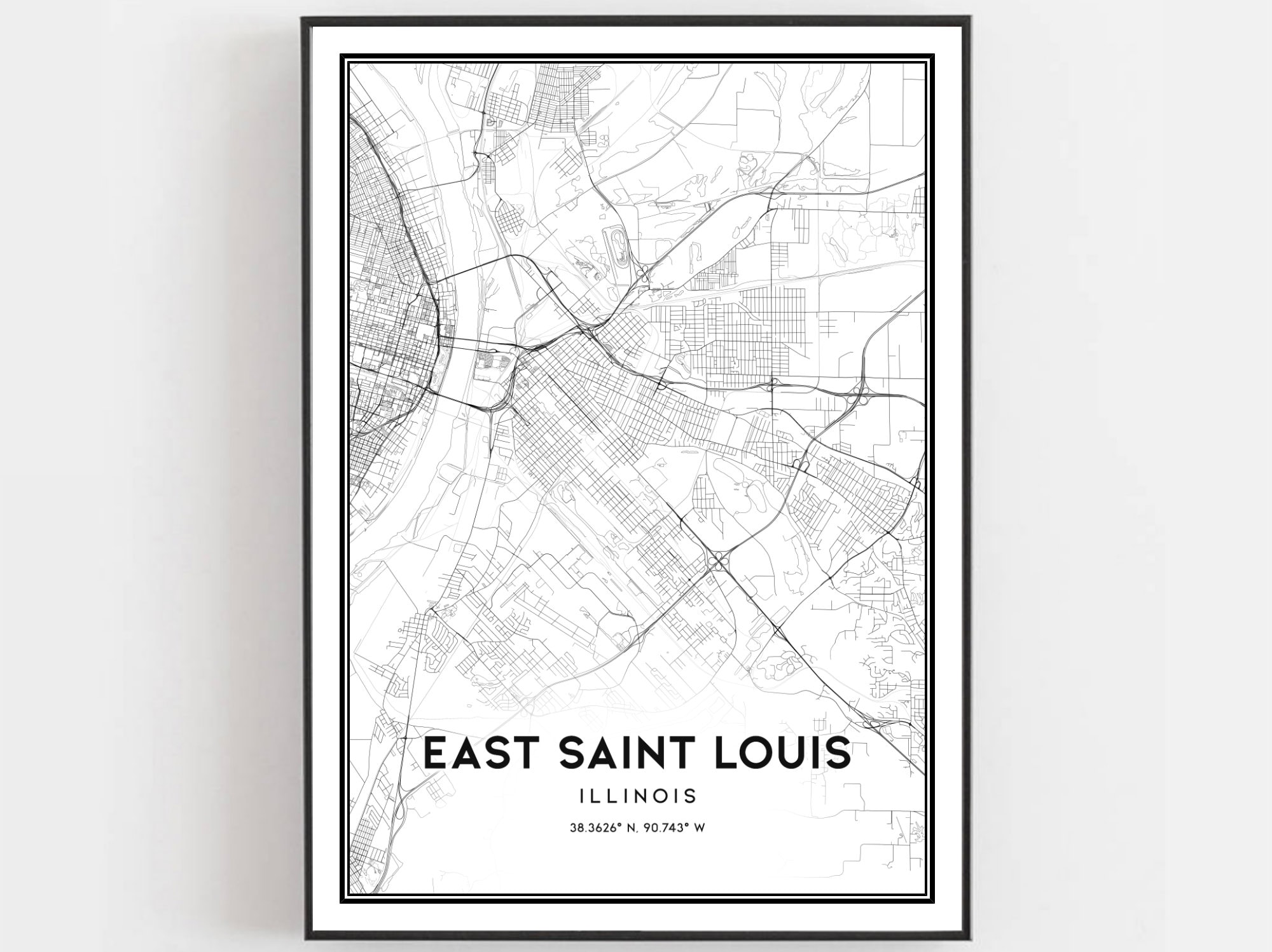 East Saint Louis Map Print East Saint Louis Map Poster Wall - Etsy