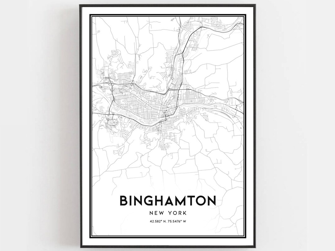 Binghamton Map Print, Binghamton Map Poster Wall Art, Ny City Map, New ...