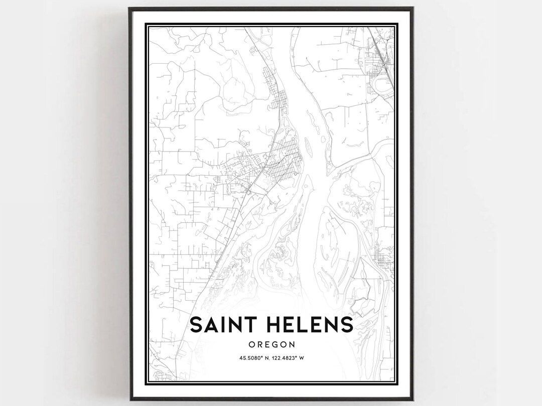 Saint Helens Map Print, Saint Helens Map Poster Wall Art, or City Map ...