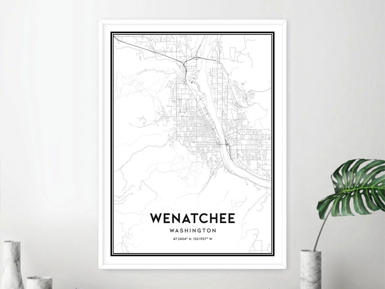 Wenatchee Map Print Wenatchee Map Poster Wall Art Wa City - Etsy