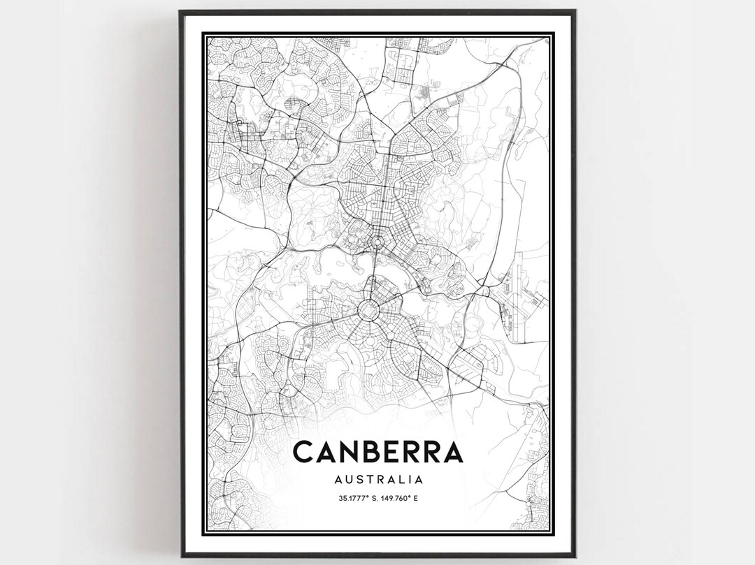 Canberra Map Print, Canberra Map Poster Wall Art, Canberra City Map ...