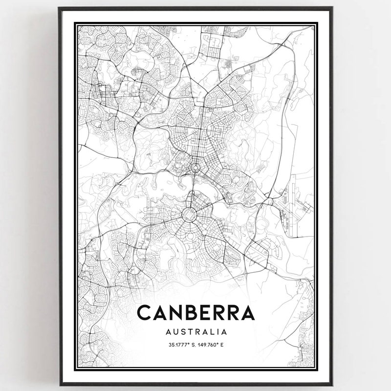 Canberra map print city map poster map wall - Etsy.de