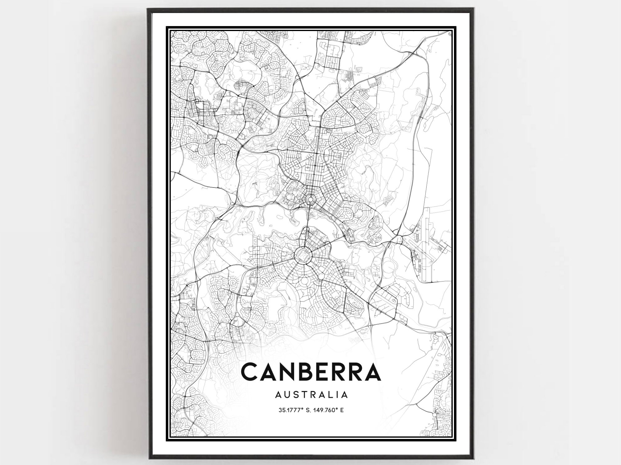 Canberra Map Print Canberra Map Poster Wall Art Canberra | Etsy