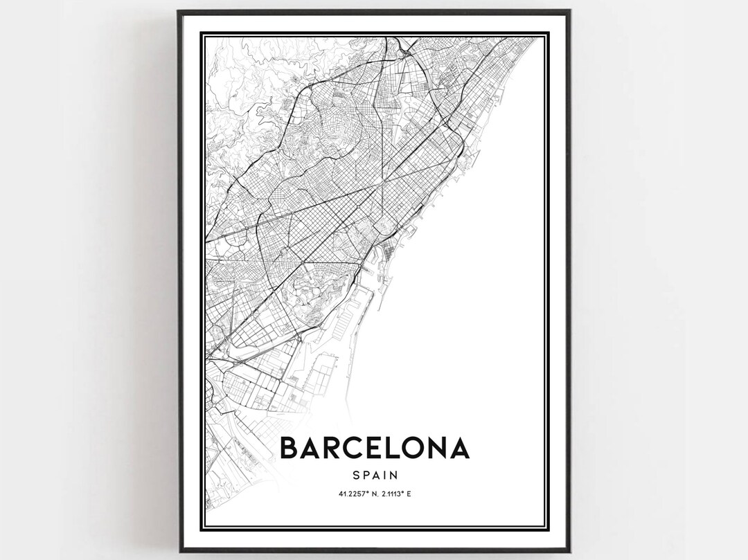 Barcelona Map Print, Barcelona Map Poster Wall Art, Barcelona City Map ...