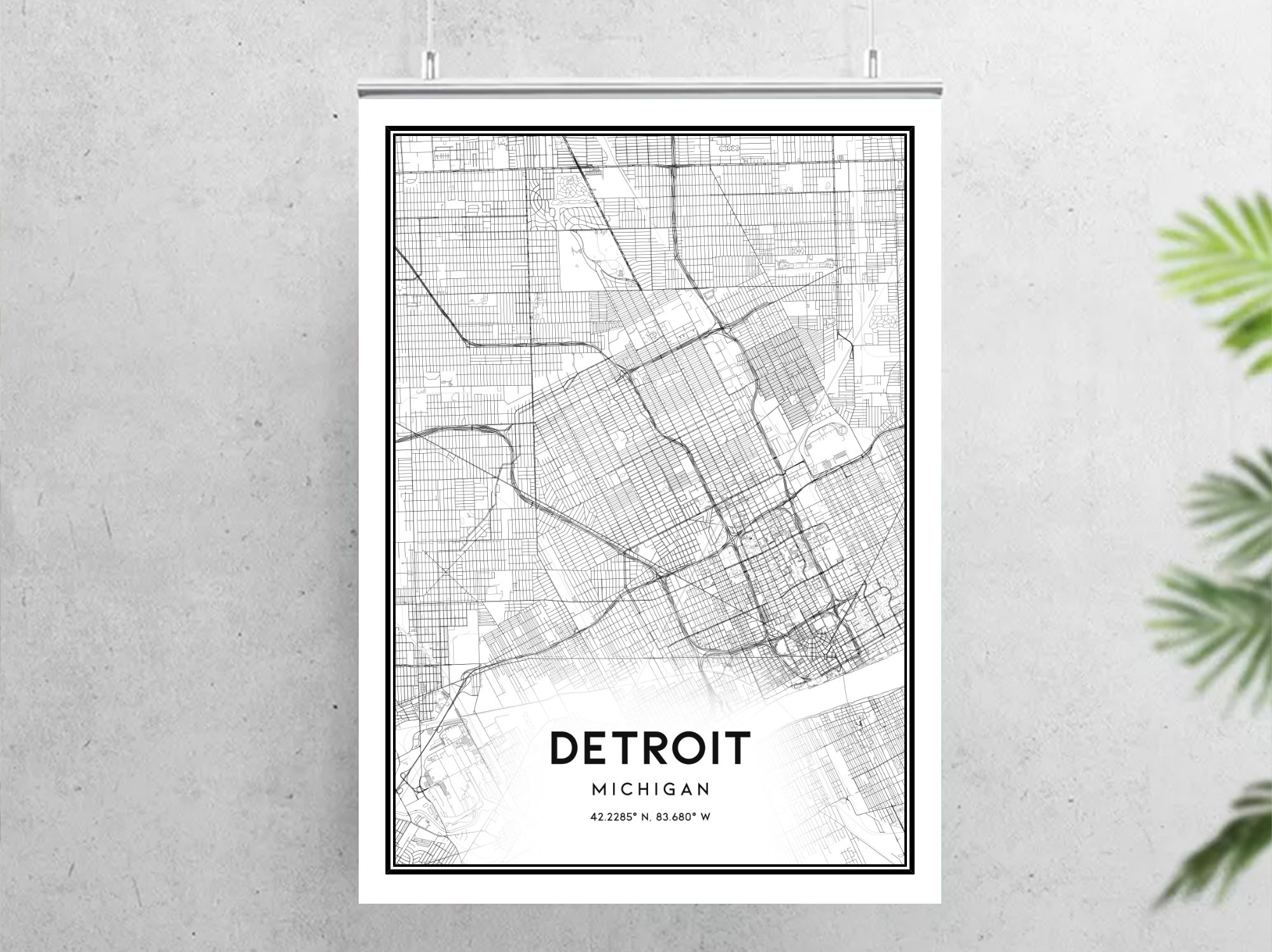Detroit Map Print Detroit Map Poster Wall Art Mi City Map - Etsy