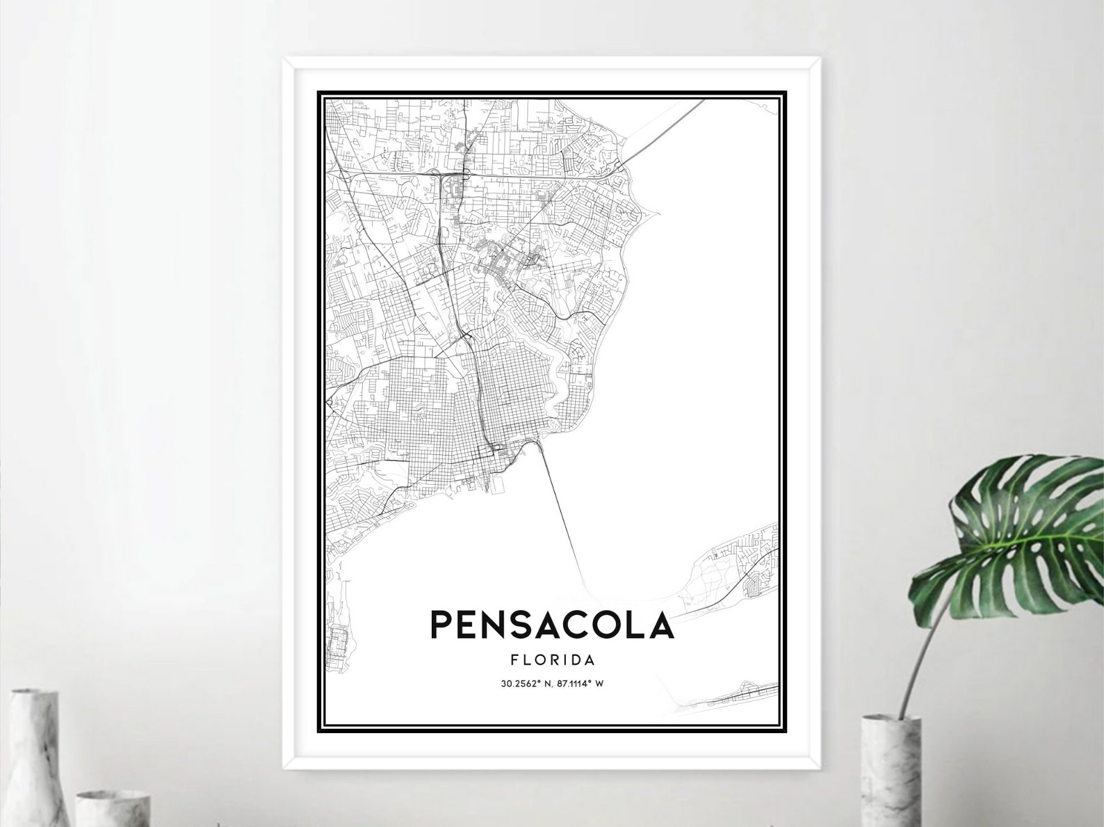 Pensacola Map Print Pensacola Map Poster Wall Art Fl City | Etsy
