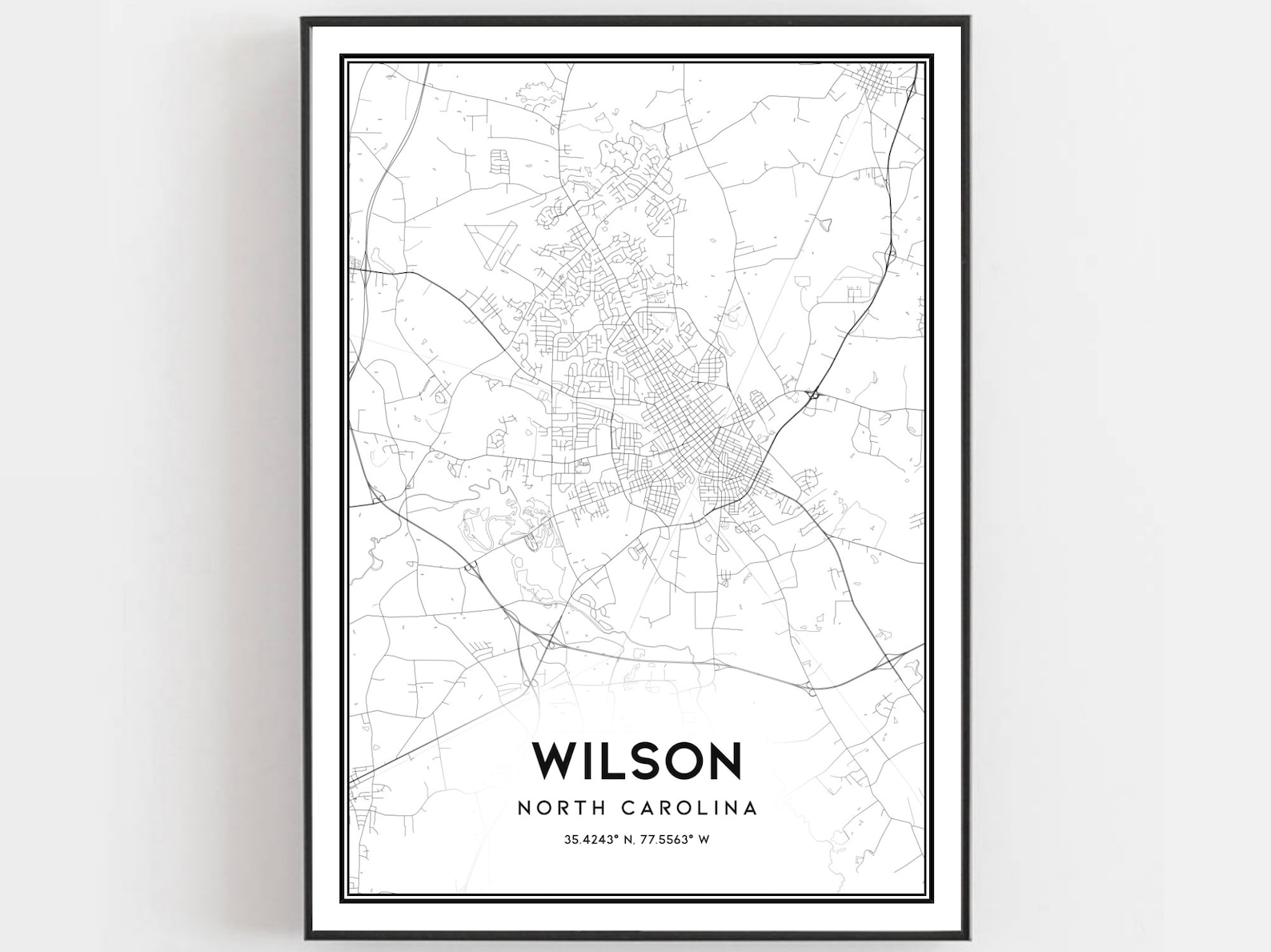 Wilson Map Print Wilson Map Poster Wall Art Nc City Map - Etsy