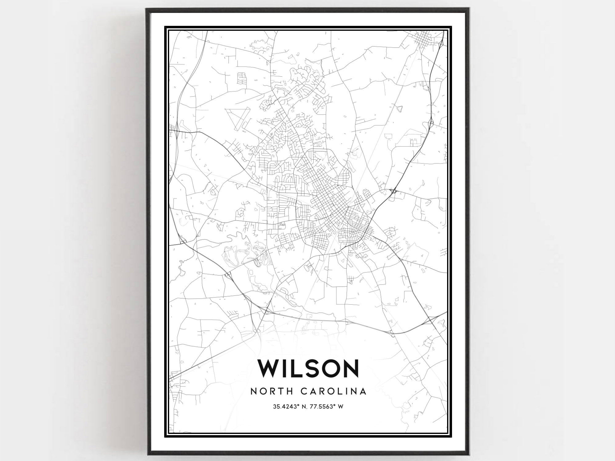 Wilson Map Print Wilson Map Poster Wall Art Nc City Map - Etsy