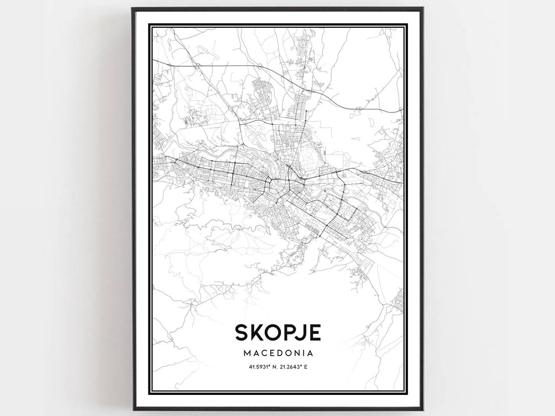 Skopje Map Print, Skopje Map Poster Wall Art, Skopje City Map, Skopje ...