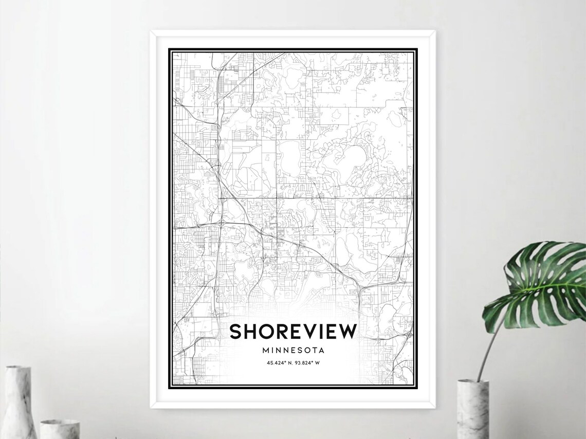 Shoreview Map Print, Shoreview Map Poster Wall Art, Mn City Map ...