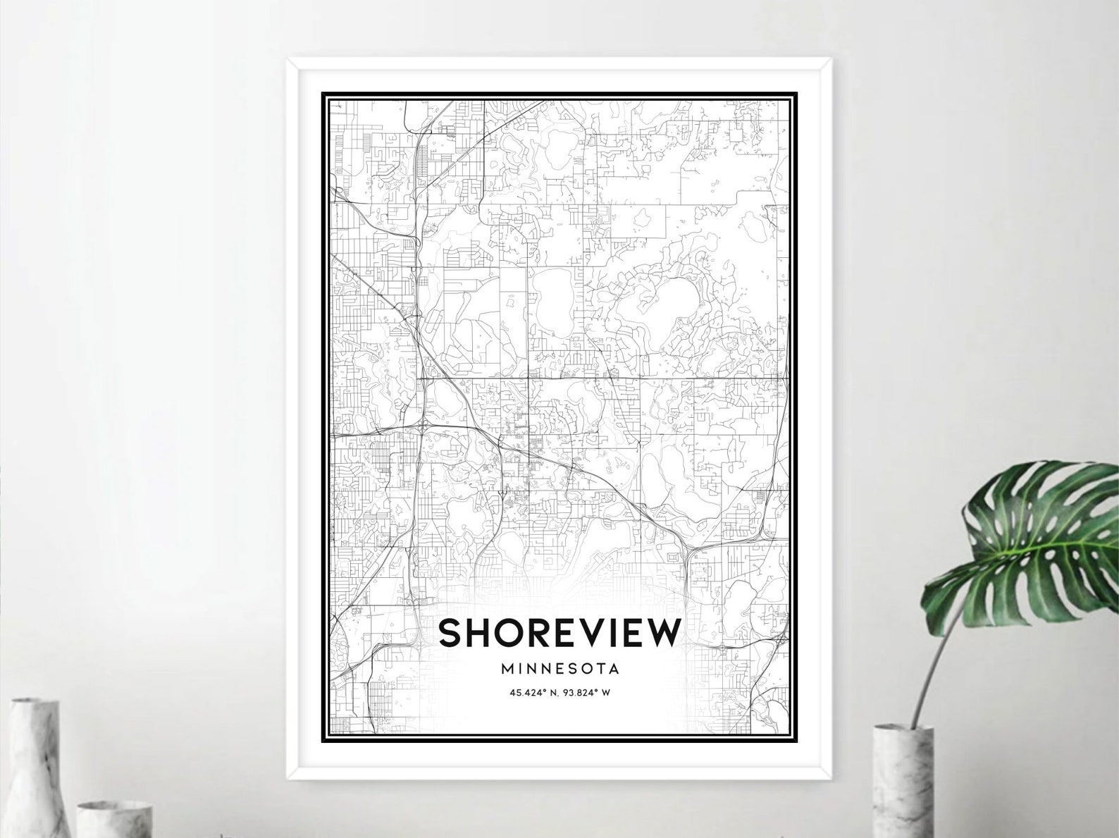 Shoreview Map Print Shoreview Map Poster Wall Art Mn City | Etsy