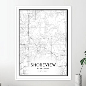 Shoreview Map Print, Shoreview Map Poster Wall Art, Mn City Map ...