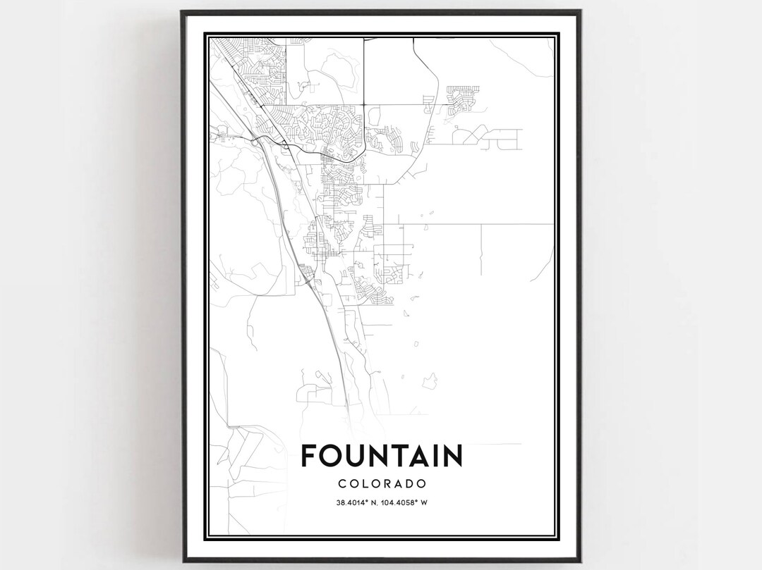 Fountain Map Print, Fountain Map Poster Wall Art, Co City Map, Colorado ...