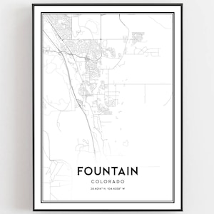 Fountain Map Print, Fountain Map Poster Wall Art, Co City Map, Colorado ...