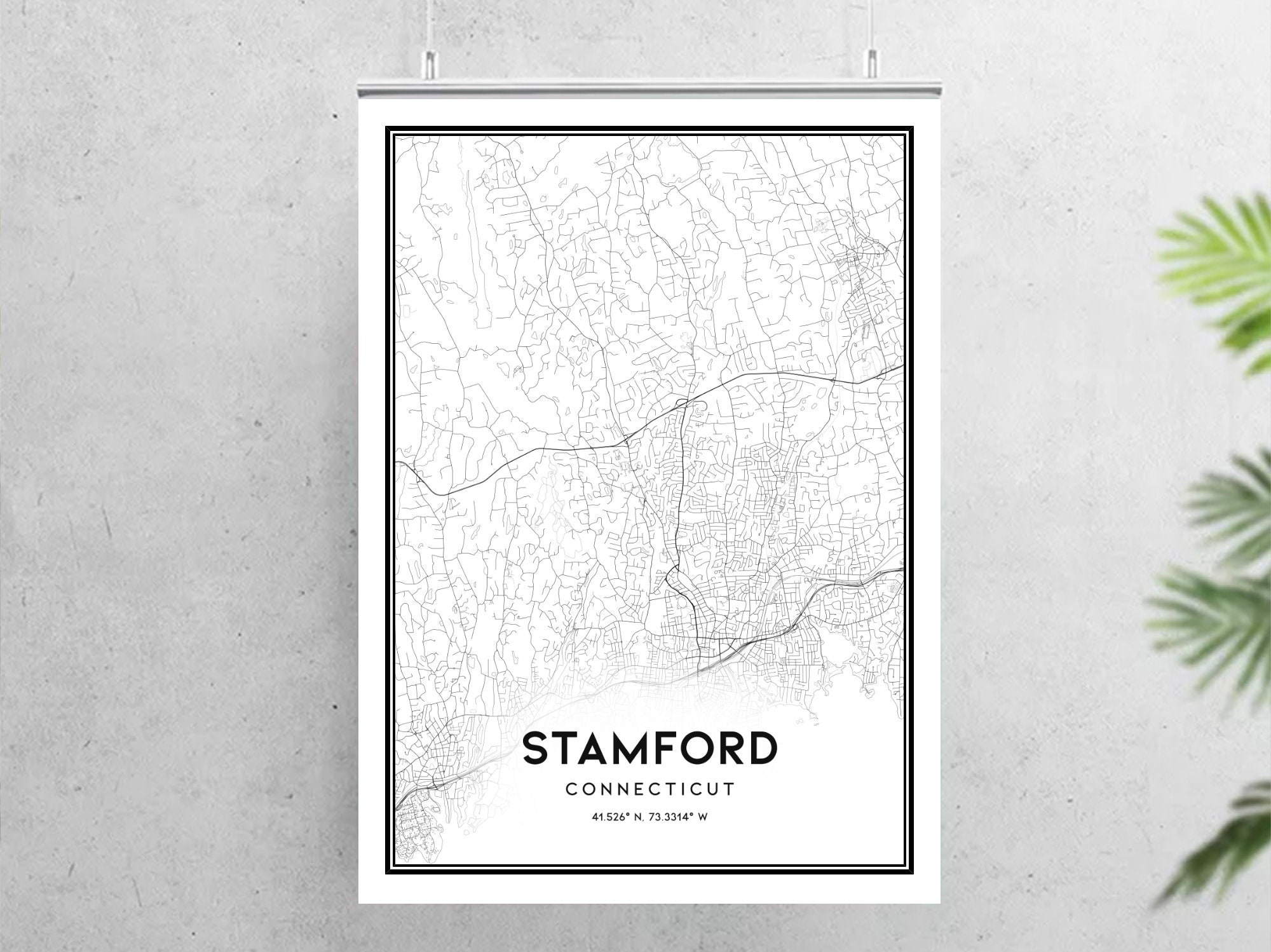 Stamford Map Print, Stamford Map Poster Wall Art, Ct City Map ...