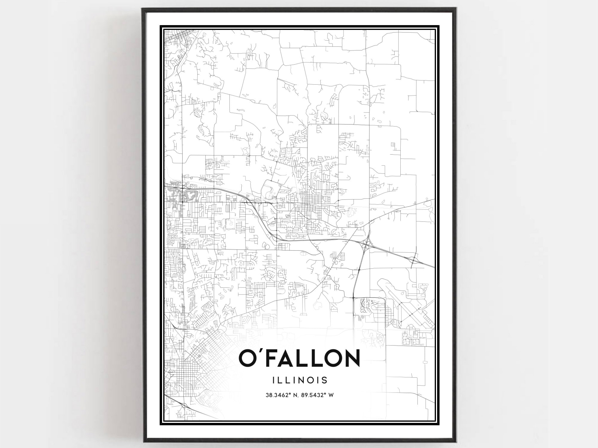 Ofallon Map Print Ofallon Map Poster Wall Art Il City Map - Etsy UK