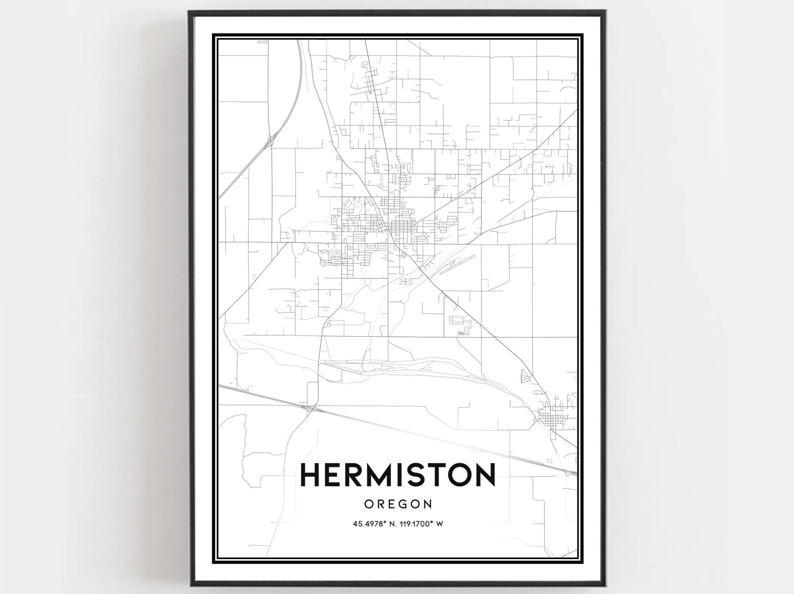 Hermiston Map Print Hermiston Map Poster Wall Art or City | Etsy