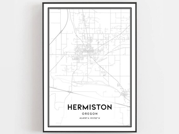 Hermiston Map Print Hermiston Map Poster Wall Art or City | Etsy