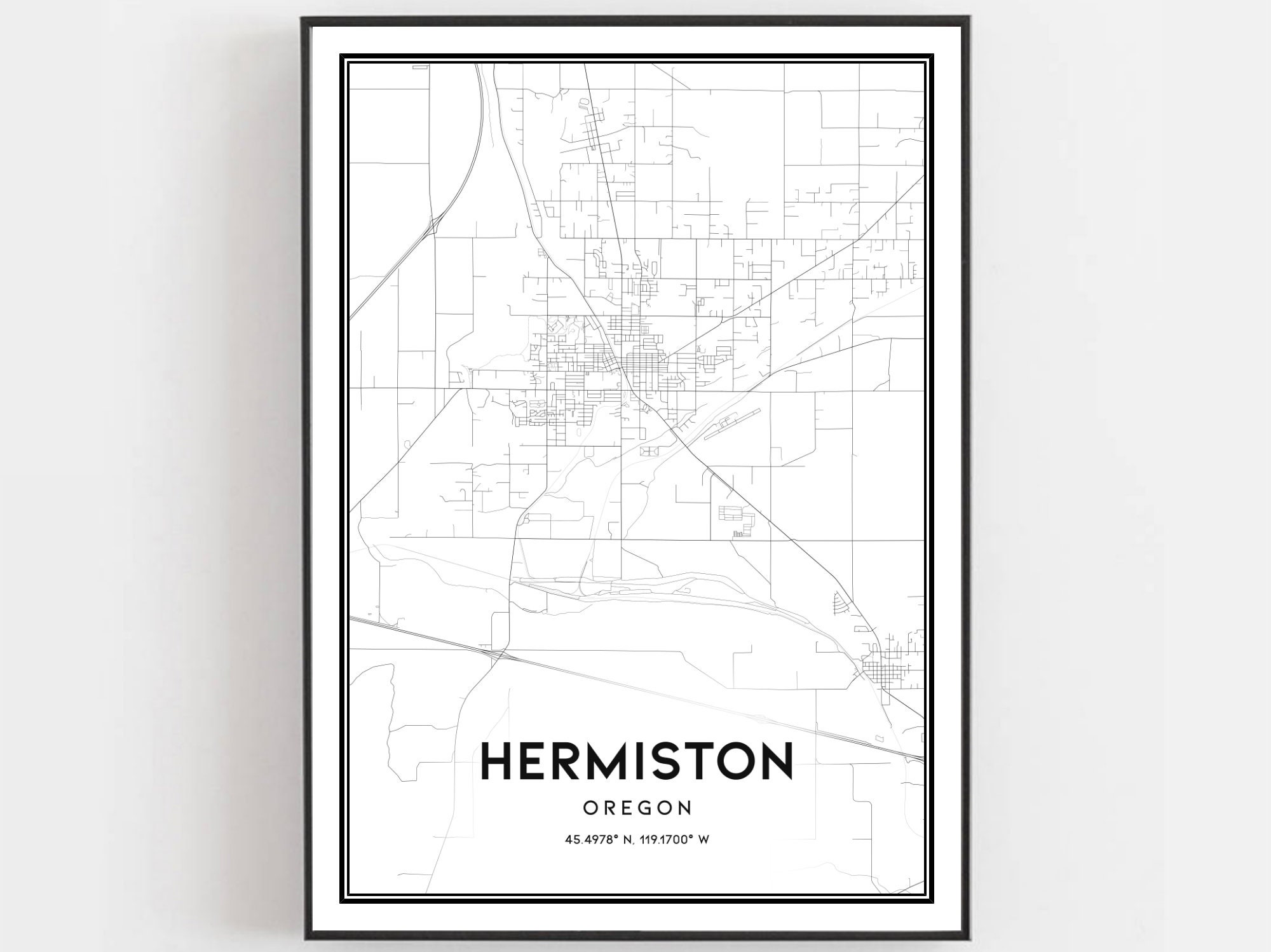 Hermiston Map Print Hermiston Map Poster Wall Art or City | Etsy