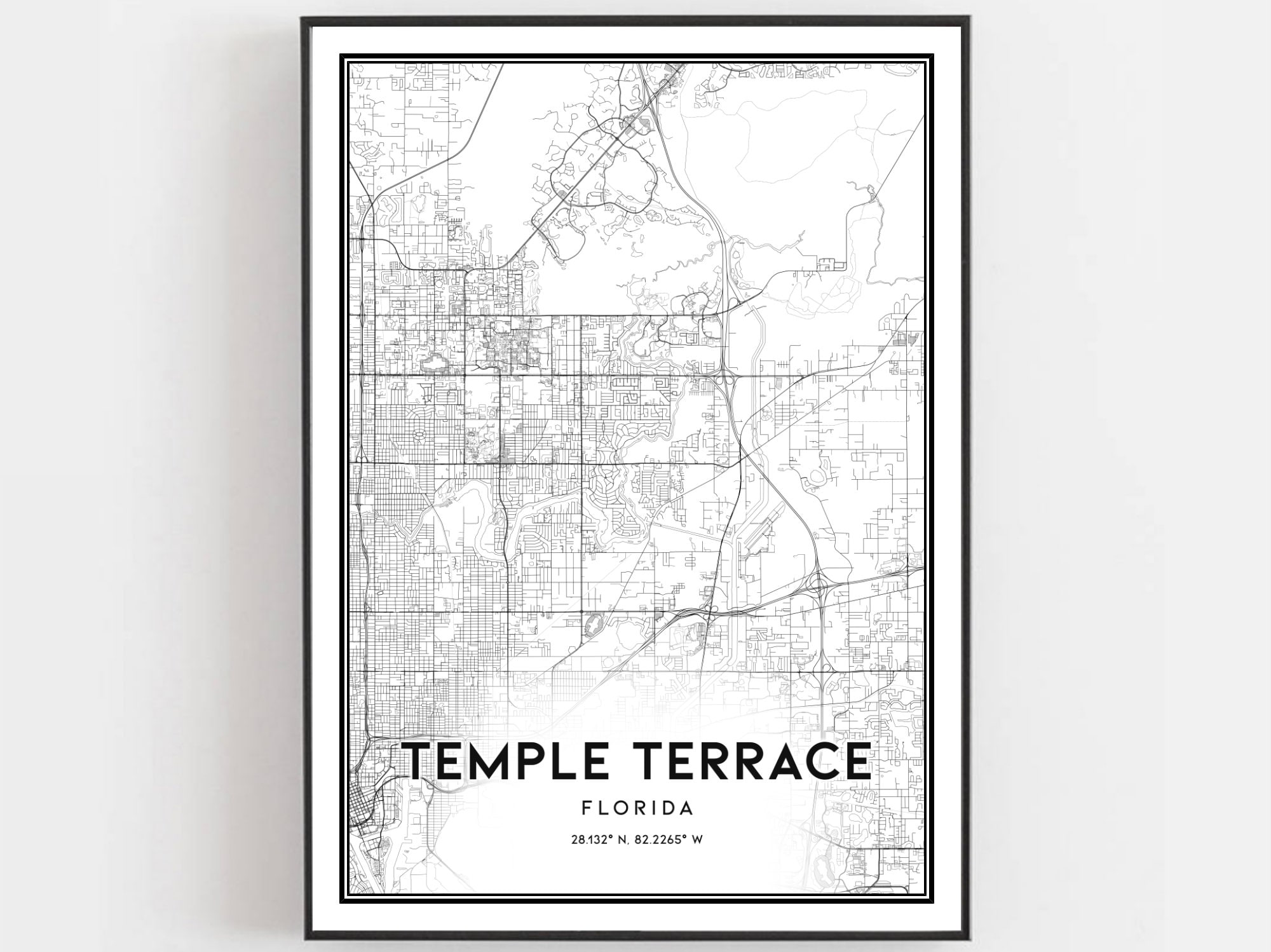 Temple Terrace Map Print Temple Terrace Map Poster Wall Art - Etsy