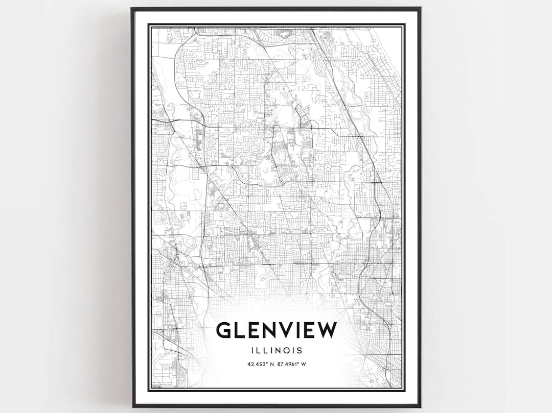 Glenview Map Print, Glenview Map Poster Wall Art, Il City Map, Illinois ...