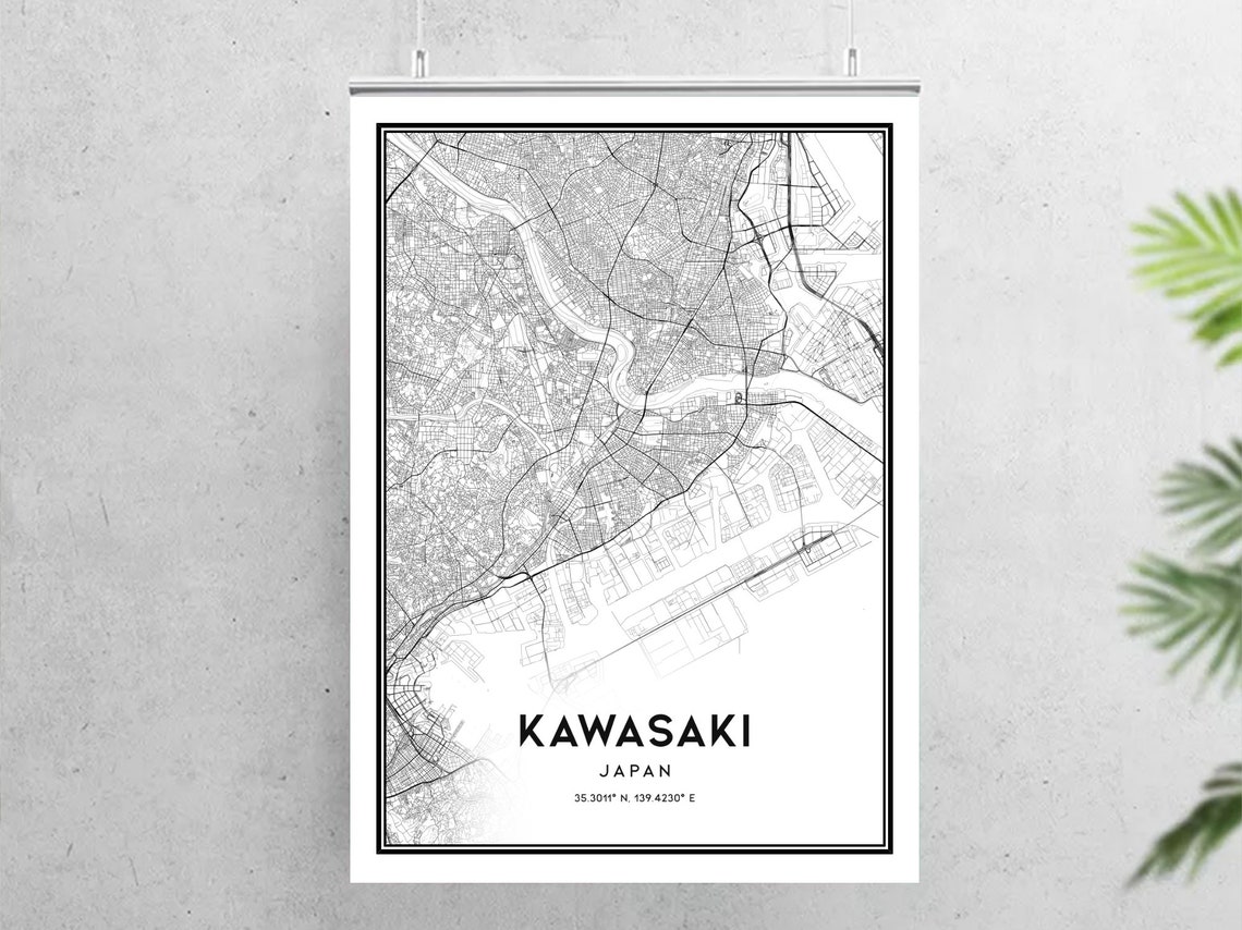 Kawasaki Map Print Kawasaki Map Poster Wall Art Kawasaki - Etsy