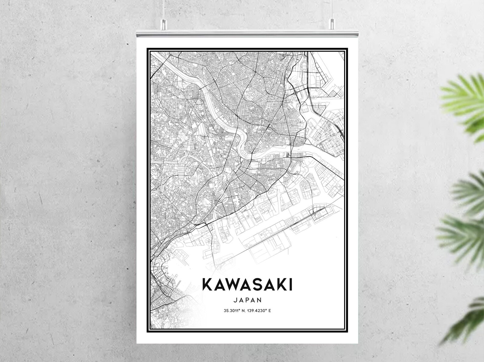 Kawasaki Map Print, Kawasaki Map Poster Wall Art, Kawasaki City Map ...