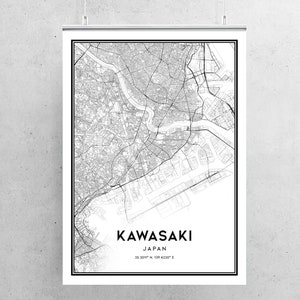Kawasaki Map Print, Kawasaki Map Poster Wall Art, Kawasaki City Map ...