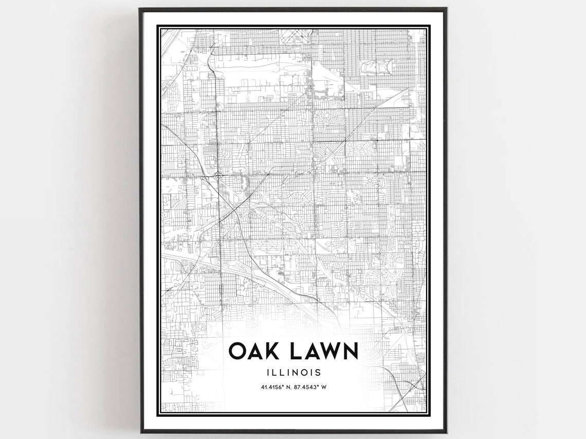 Oak Lawn Map Print Oak Lawn Map Poster Wall Art Il City Map | Etsy