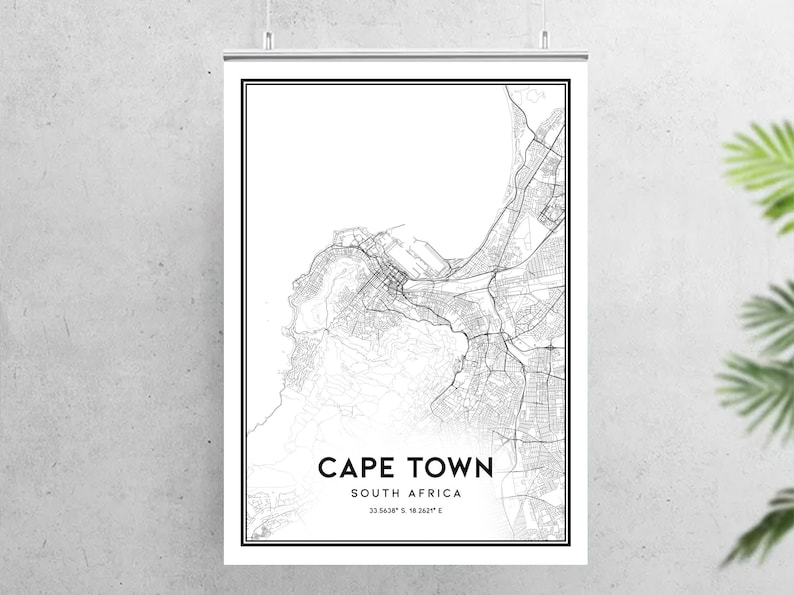 Cape Town Map Print, Cape Town Map Poster Wall Art, Cape Town City Map ...