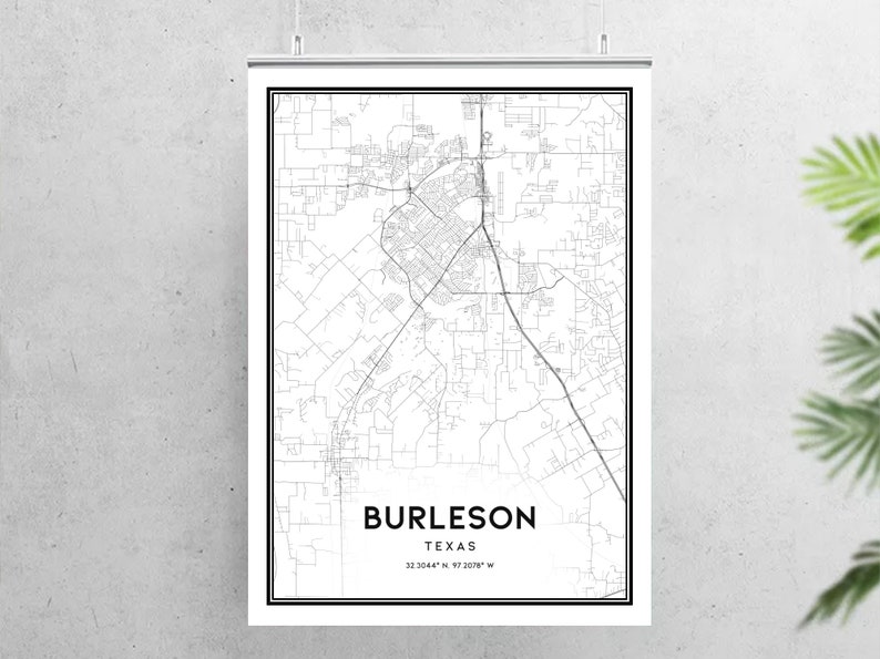 Burleson Map Print Burleson Map Poster Wall Art Tx City Map | Etsy