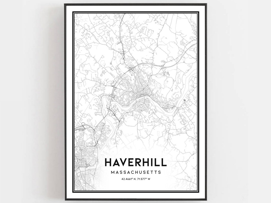 Haverhill Map Print, Haverhill Map Poster Wall Art, Ma City Map ...