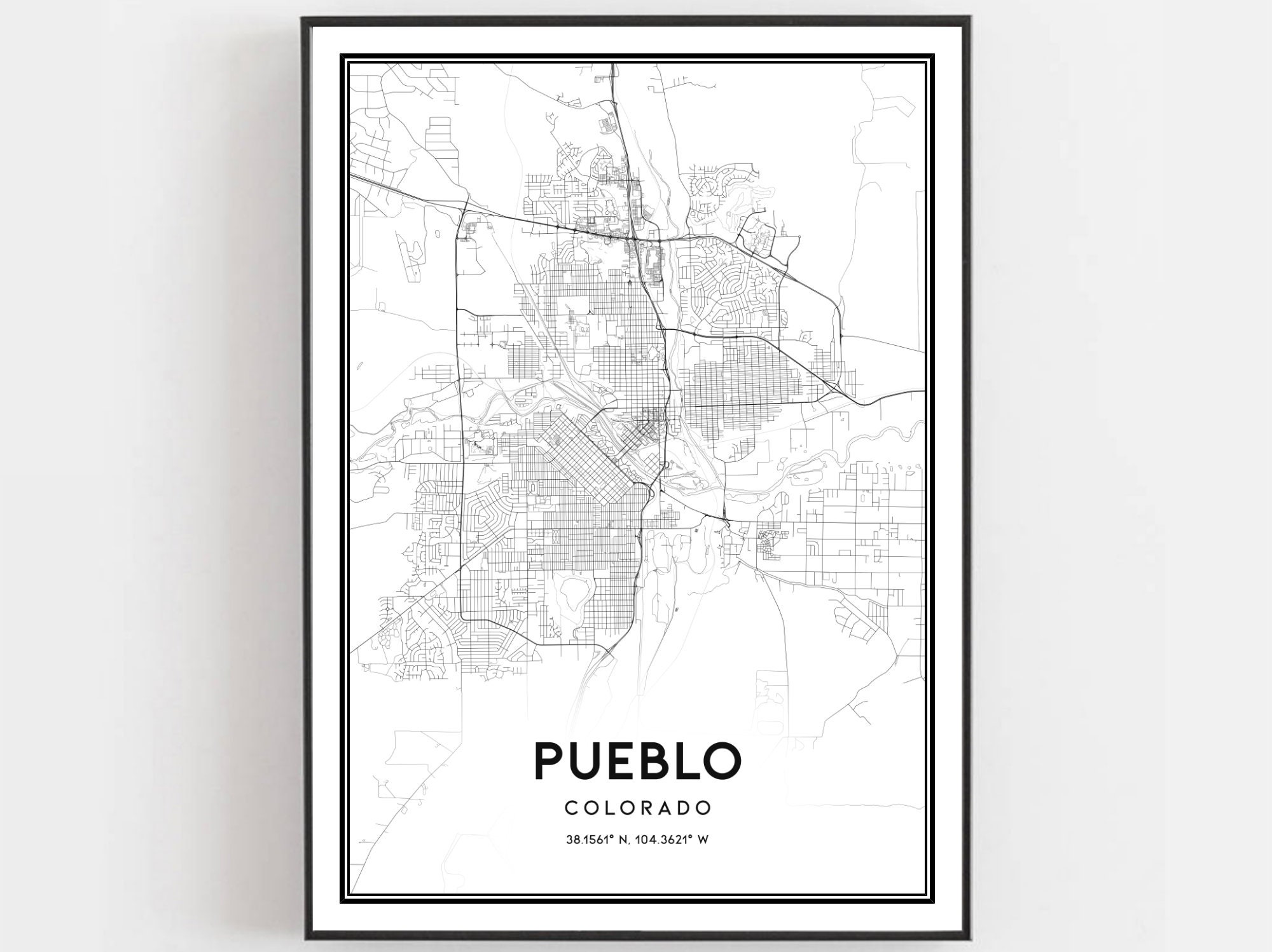 Pueblo Map Print Pueblo Map Poster Wall Art Co City Map | Etsy