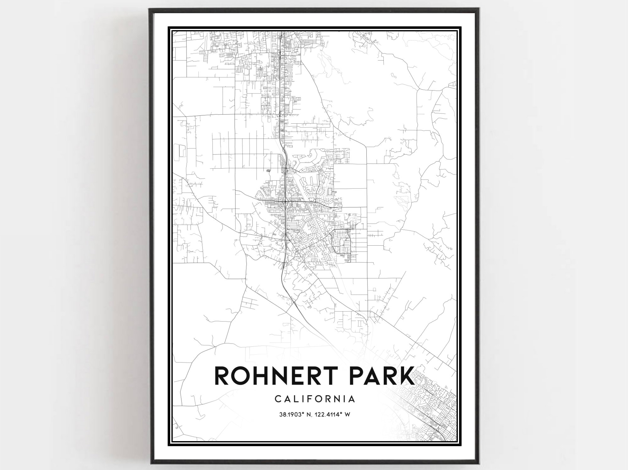 Rohnert Park Map Print Rohnert Park Map Poster Wall Art Ca | Etsy