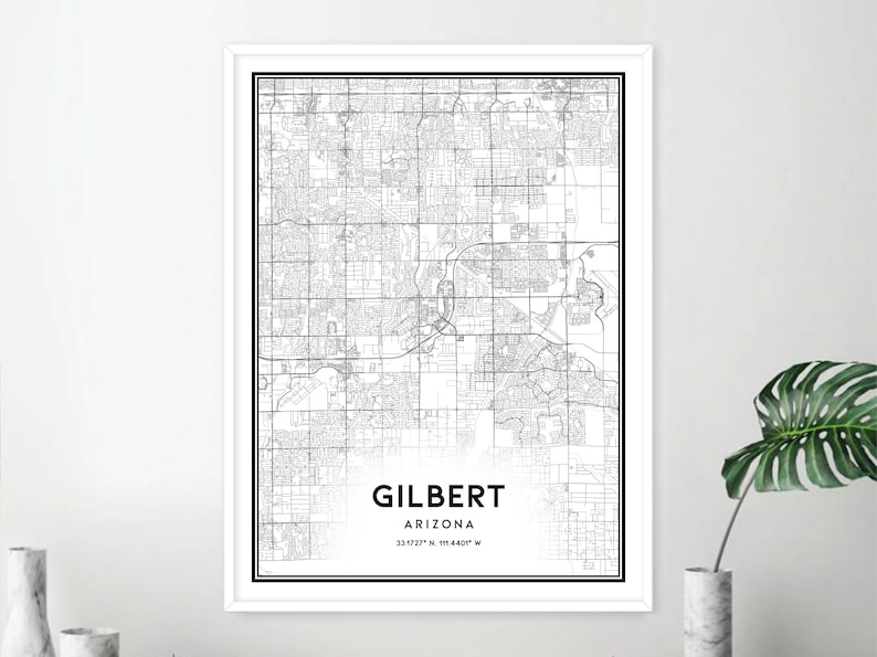 Gilbert Map Print, Gilbert Map Poster Wall Art, Az City Map, Arizona ...