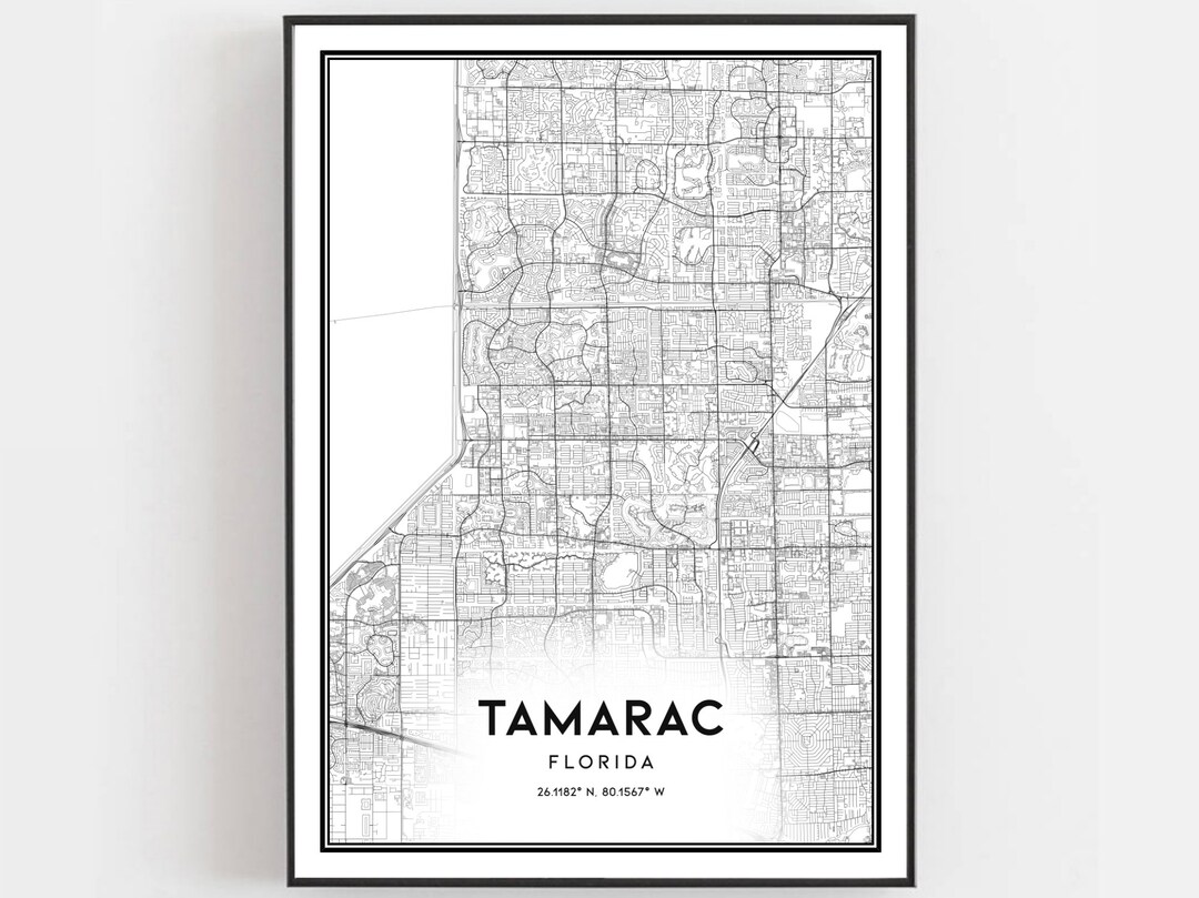 Tamarac Map Print, Tamarac Map Poster Wall Art, Fl City Map, Florida ...