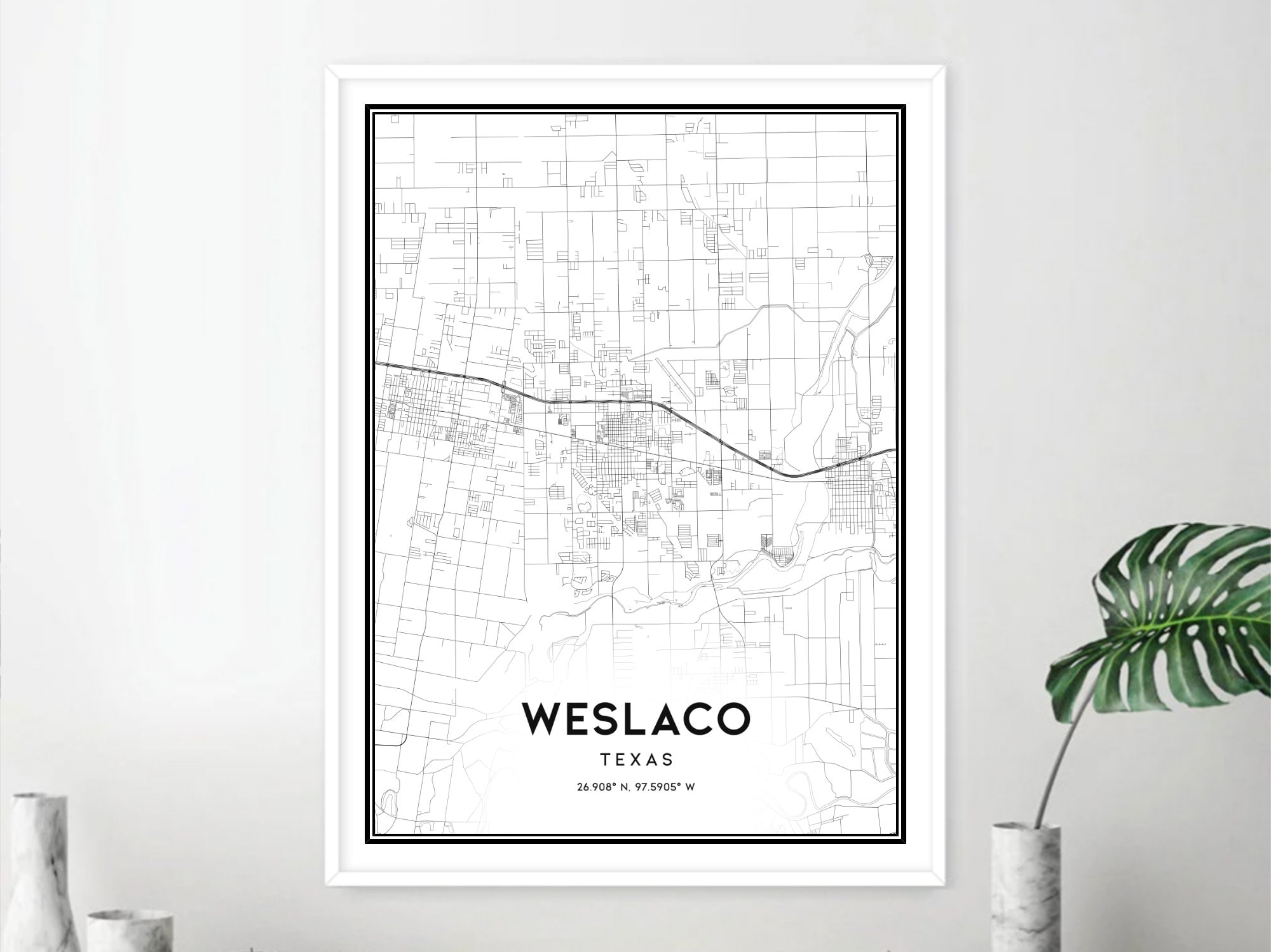 Weslaco Map Print, Weslaco Map Poster Wall Art, Tx City Map, Texas ...